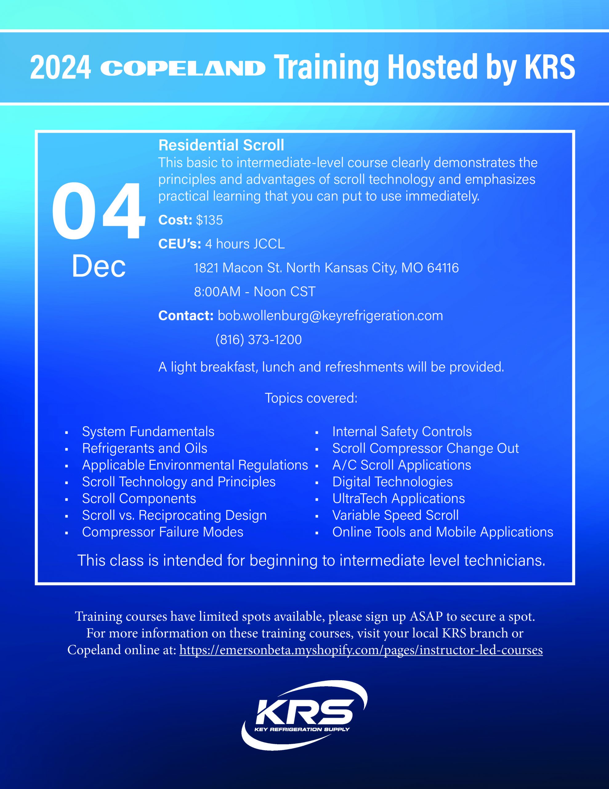 Copeland residential scroll training NKC – Key Refrigeration